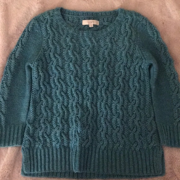 LOFT | Sweaters | Loft Turquoise Chunky Cable Knit Sweater | Poshmark